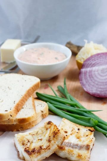 Cod Reuben Sandwich with Russian Dressing - Champagne Tastes