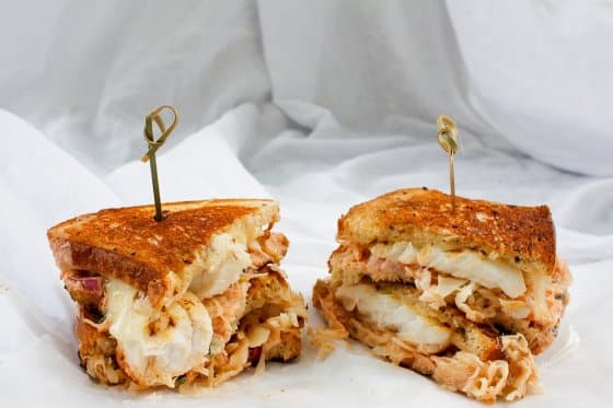 Cod Reuben Sandwich with Russian Dressing - Champagne Tastes