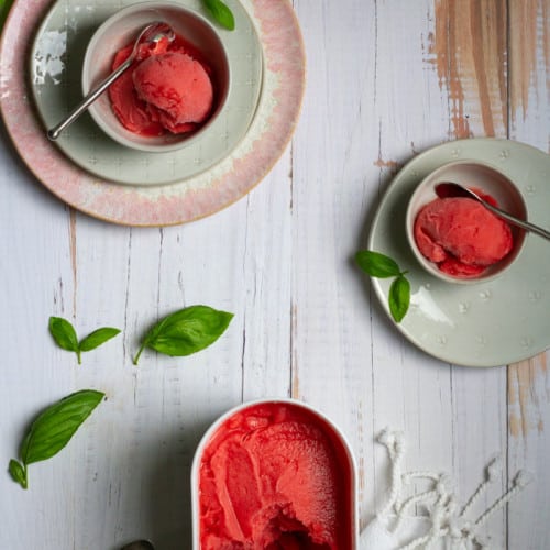 Strawberry Basil Sorbet with Honey - Champagne Tastes®