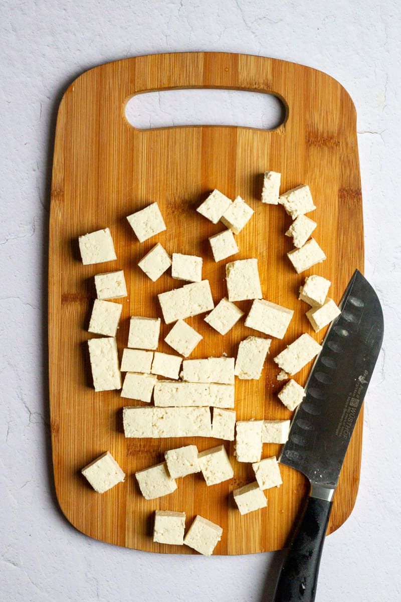 Chili Garlic Tofu with Brussels Sprouts - Champagne Tastes®