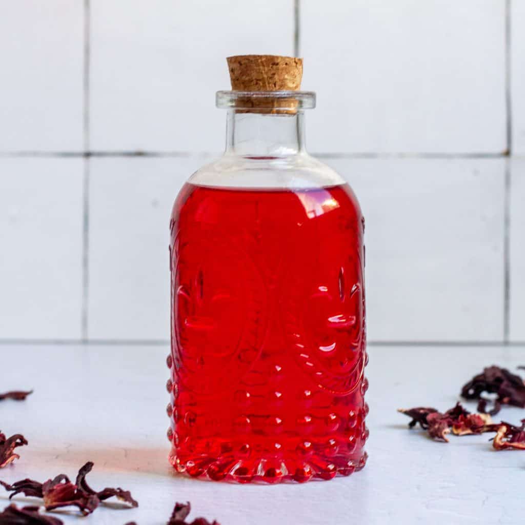 Hibiscus Simple Syrup with Dried Flowers - Champagne Tastes®