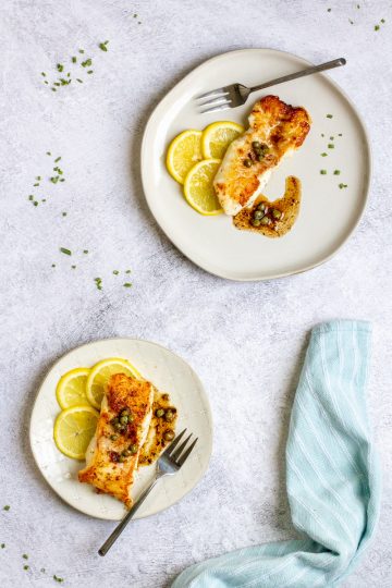 Pan-Seared Grouper with Lemon Caper Sauce - Champagne Tastes®