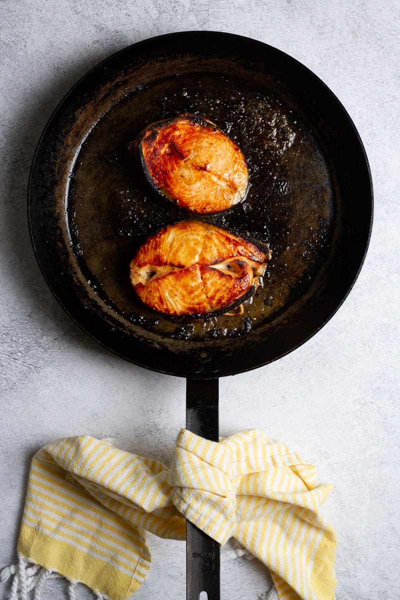 Broiled Salmon Steaks with Teriyaki Sauce - Champagne Tastes®